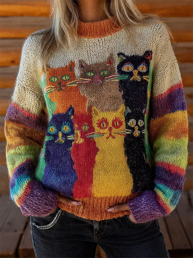 Women's Cute Cat-themed Comfortable and Warm Sweater