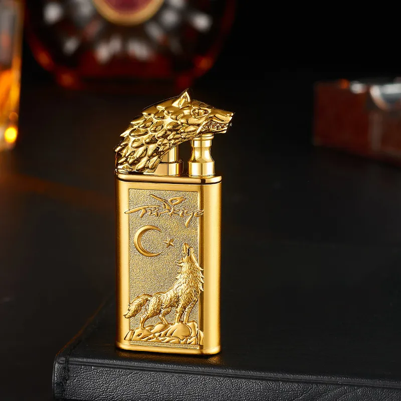 Relief Wolf Design Magic Dual Flame Lighter